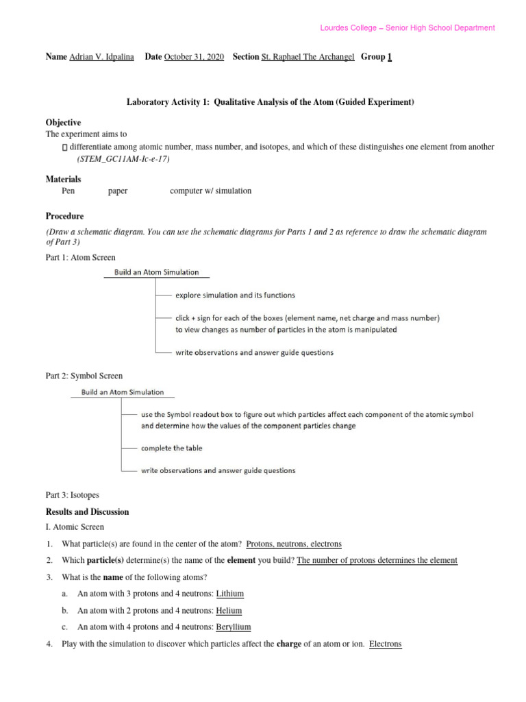 Name Adrian V. Idpalina Date October 31, 2020 Section St. Raphael The Archangel Group 1 | PDF