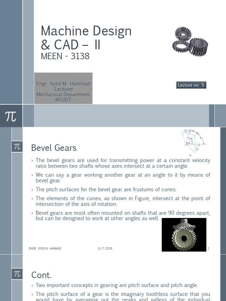 Lecture 05 Bevel Gears | Download Free PDF | Gear | Mechanics