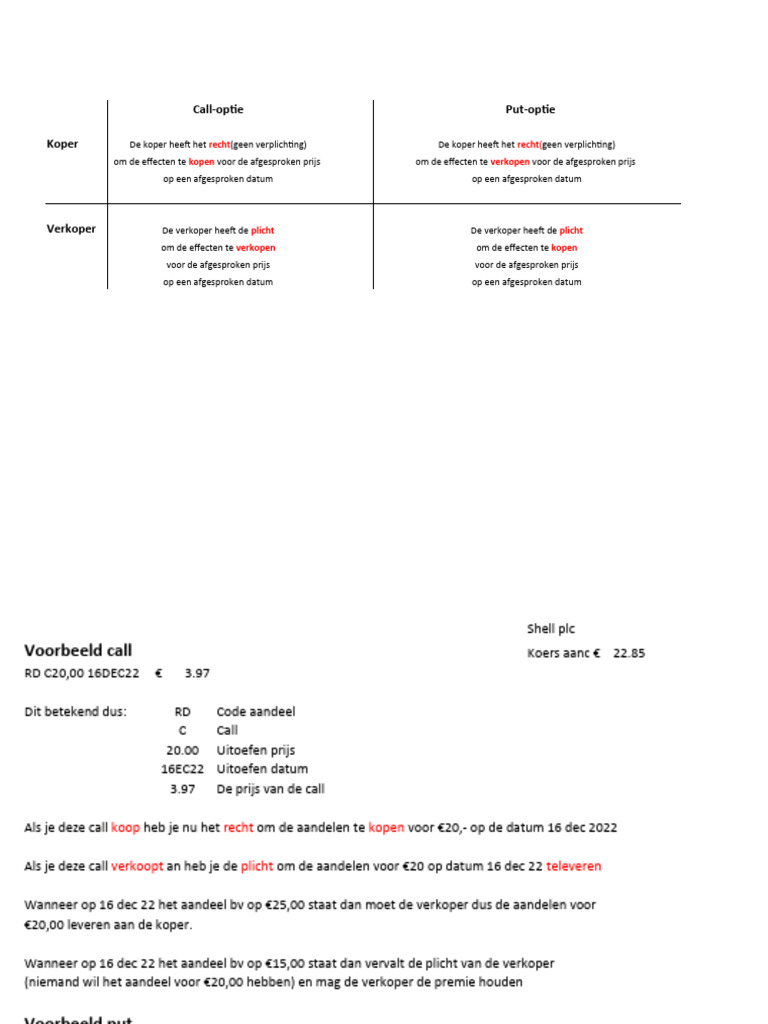 Opties Call Put | PDF