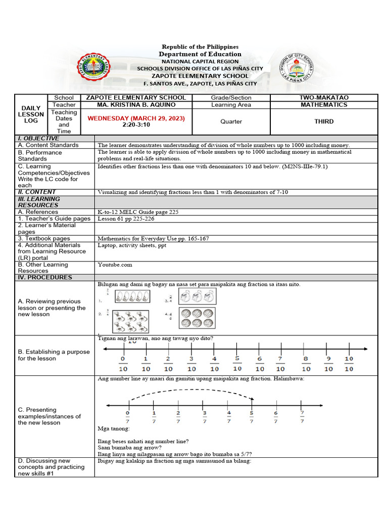 DLL Math Q3 W6 D1 4 | PDF | Educational Technology | Learning