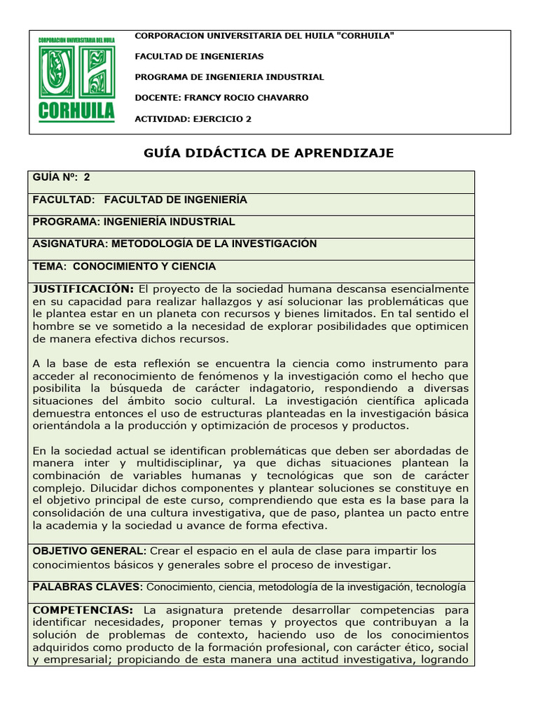 GUIA No.2 | PDF | Ingeniería | Aprendizaje