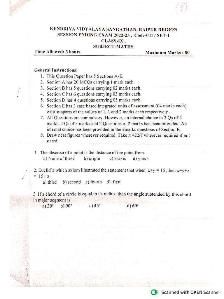 Sampl 2class 9maths | PDF