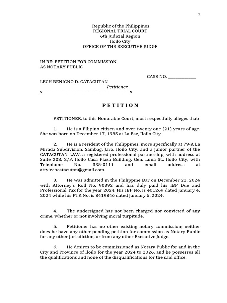 Petition for Notary Public Commission | PDF | Notary Public | Governance