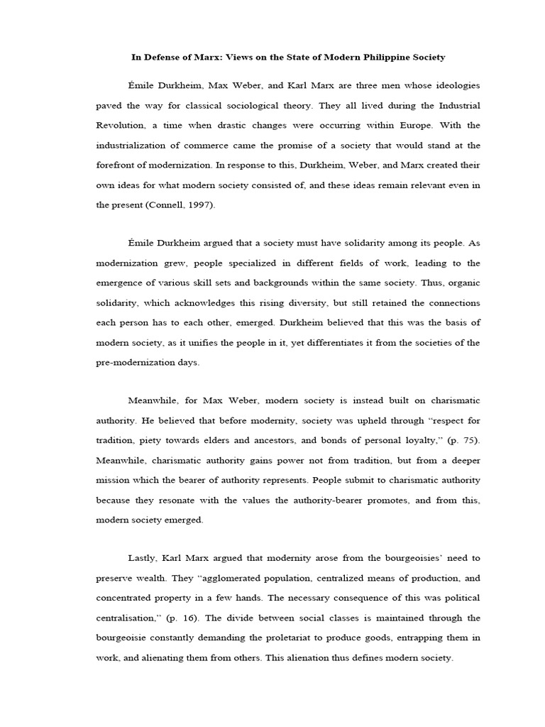 Dizon, Mallillin, Rivero - Socsc O1 GRP 5 Trio First Critical Paper | PDF | Max Weber | Karl Marx