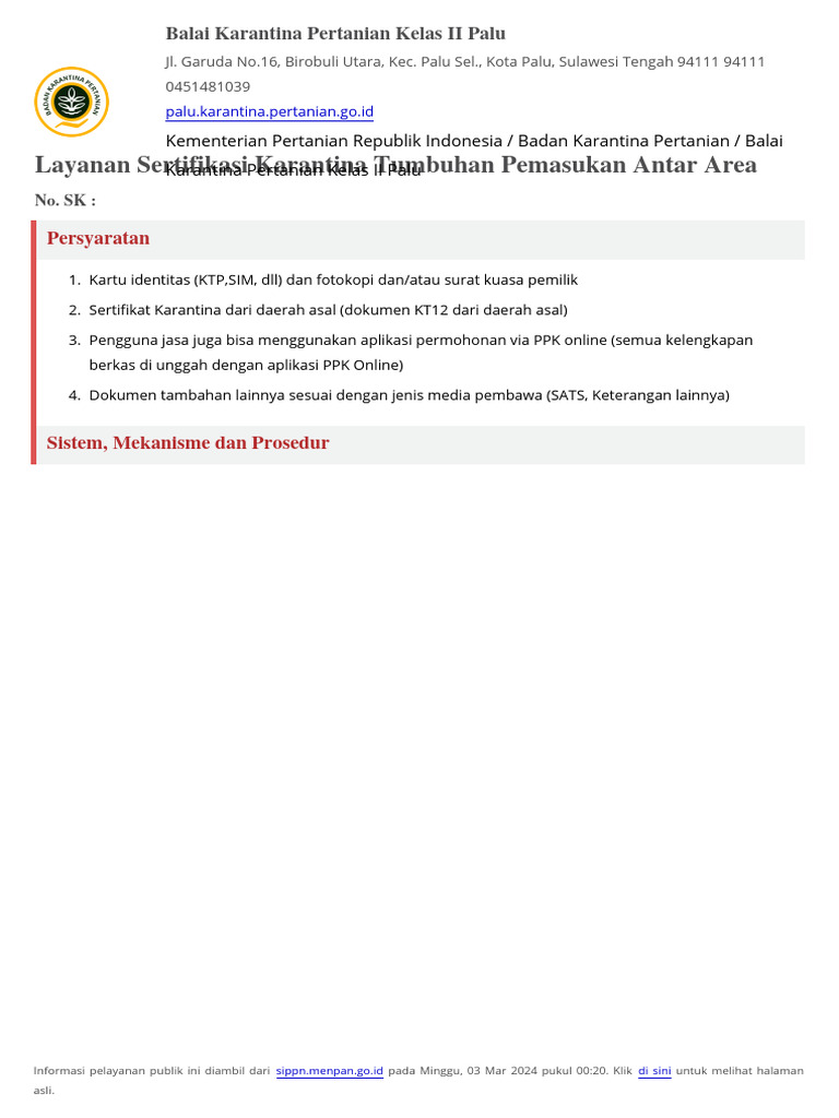 Layanan Sertifikasi Karantina Tumbuhan | PDF