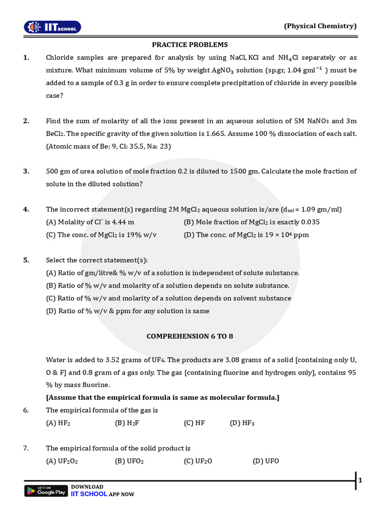 Rank Booster Course DPP 1 2024 | PDF | Mass Concentration (Chemistry ...