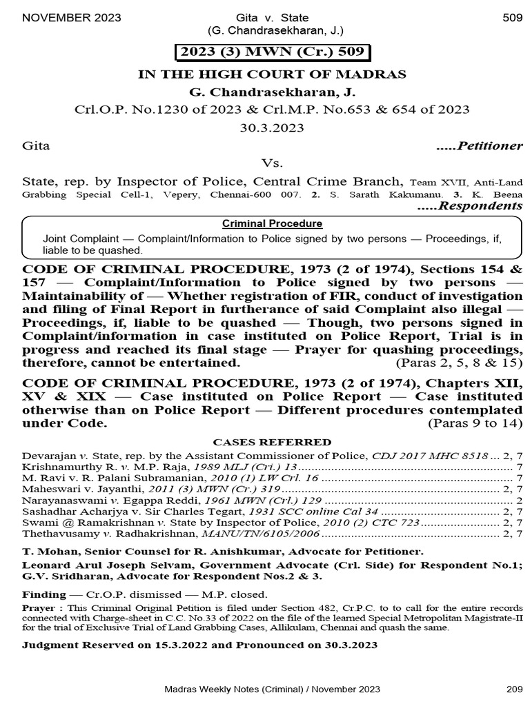 2023 (3) MWN (CR.) 509 | PDF | Complaint | Prosecutor
