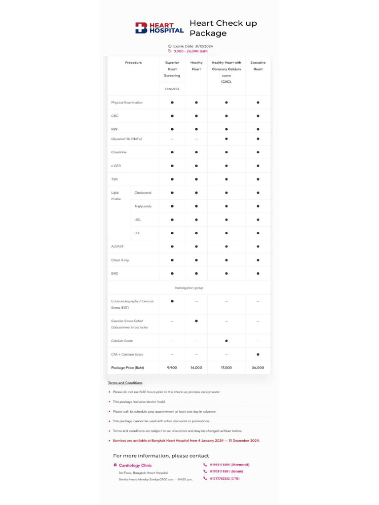 Heart Check-Up Package 2024 | PDF