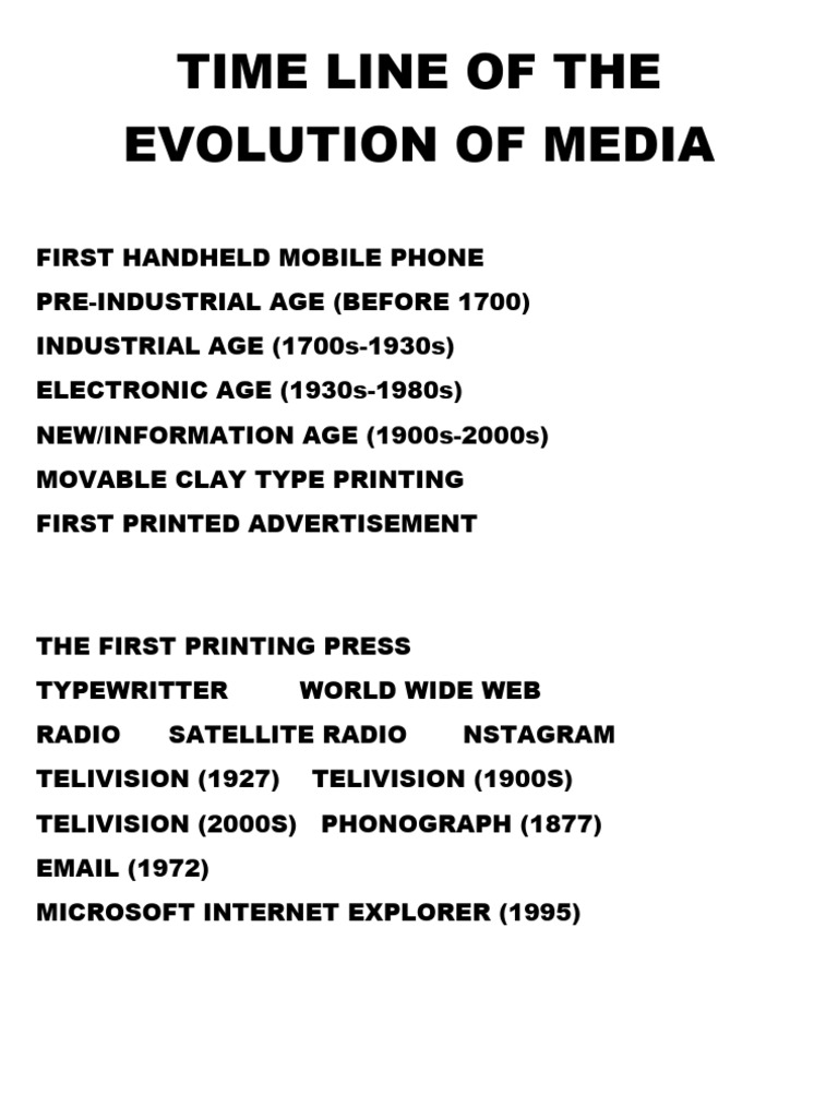 Time Line of The Evolution of Media | PDF