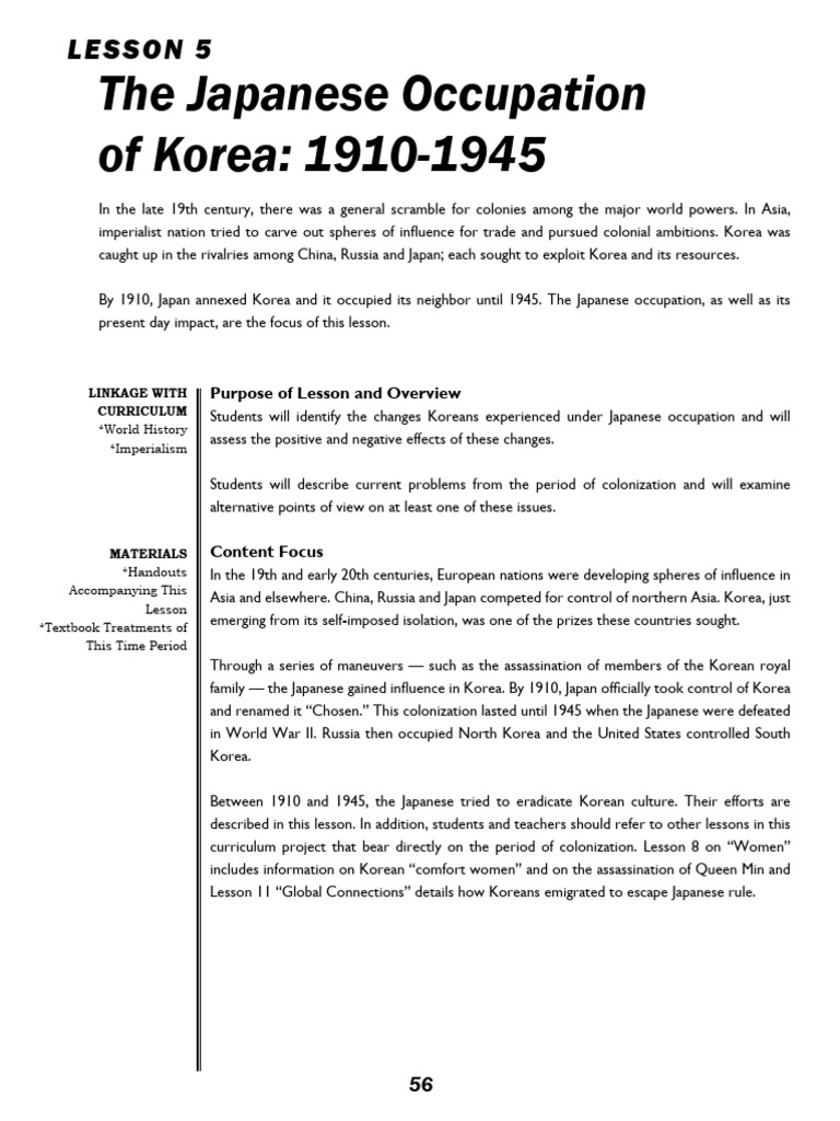5 The Japanese Occupation of Korea 1910-1945 | PDF
