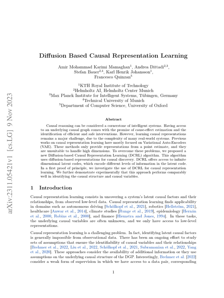 Diffusion Based Causal Representation Learning | PDF | Normal Distribution | Causality