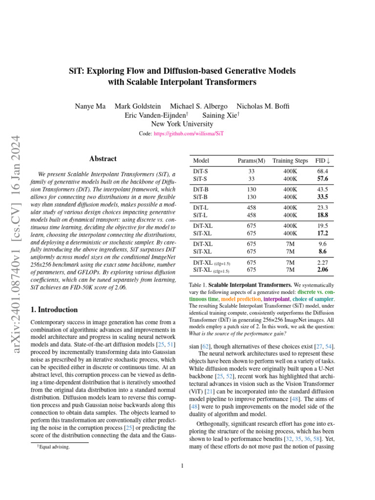 Sit: Exploring Flow and Diffusion-Based Generative Models With Scalable Interpolant Transformers ...