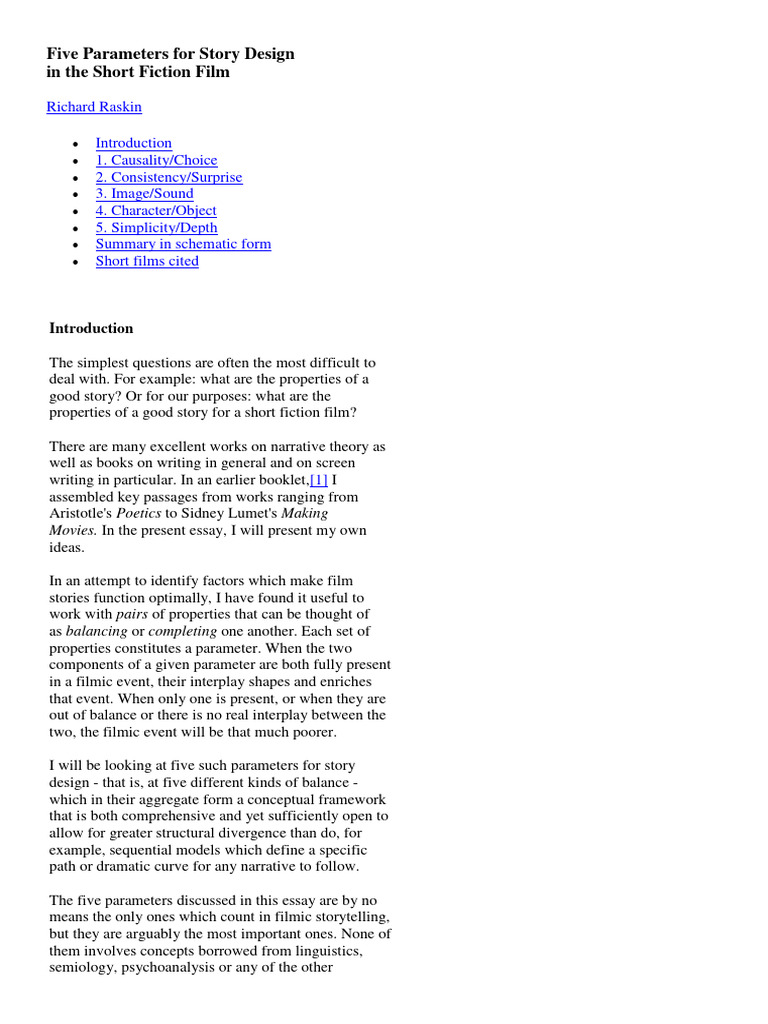 Five Key Parameters for Short Film Storytelling | PDF | Plot (Narrative ...
