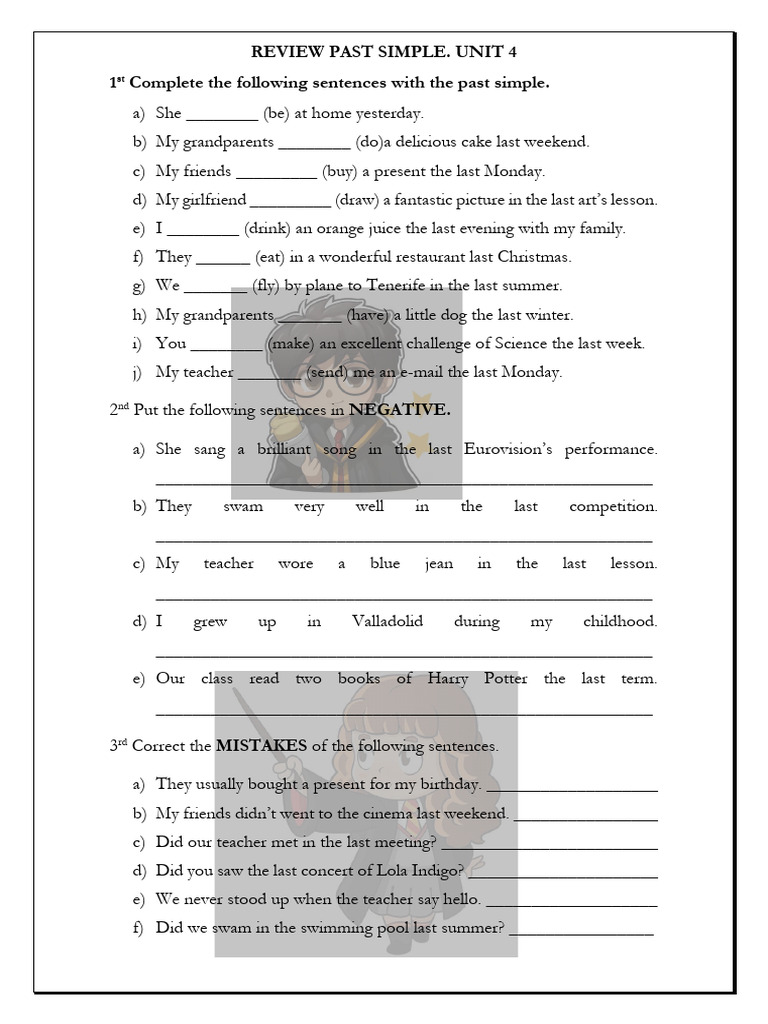 Past Simple Review Exercises | PDF
