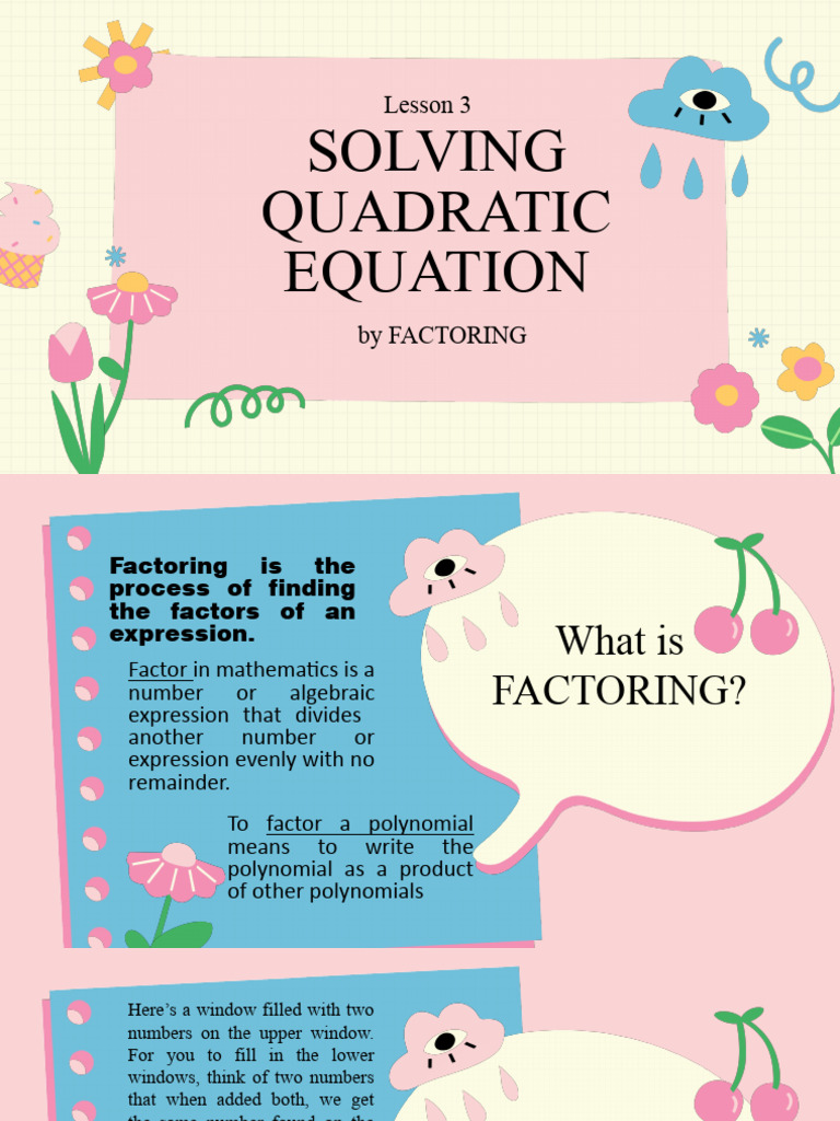 Solving Quadratic Equation By Factoring Download Free Pdf