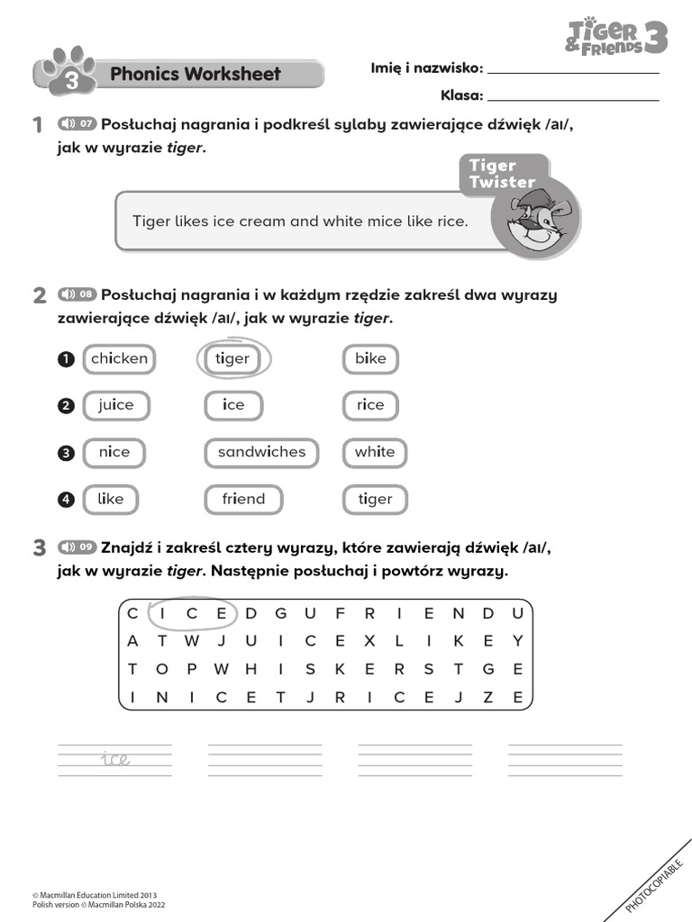 Tiger&Friends 3 - TRF - Unit 3 - Phonics | PDF