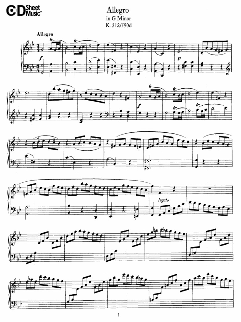 Mozart - Allegro in G Minor, K.312, 590d | PDF