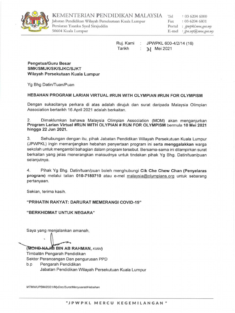 Hebahan Program Larian Virtual Run Olympian | PDF