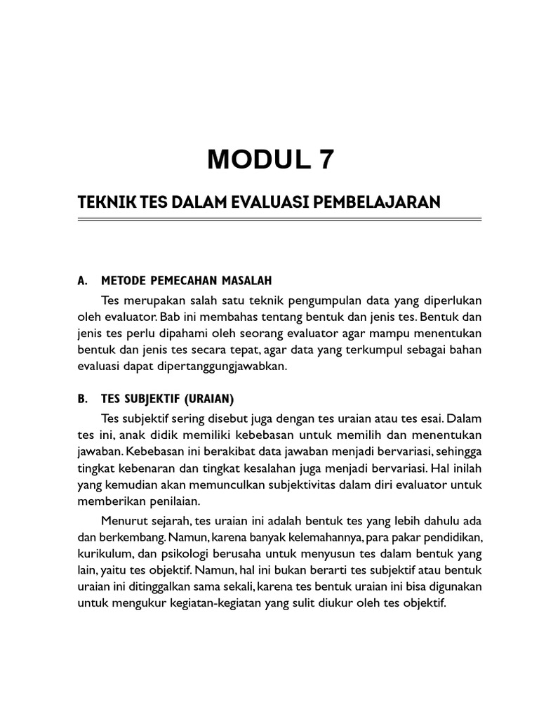Modul Evaluasi Pembelajaran 7 | PDF