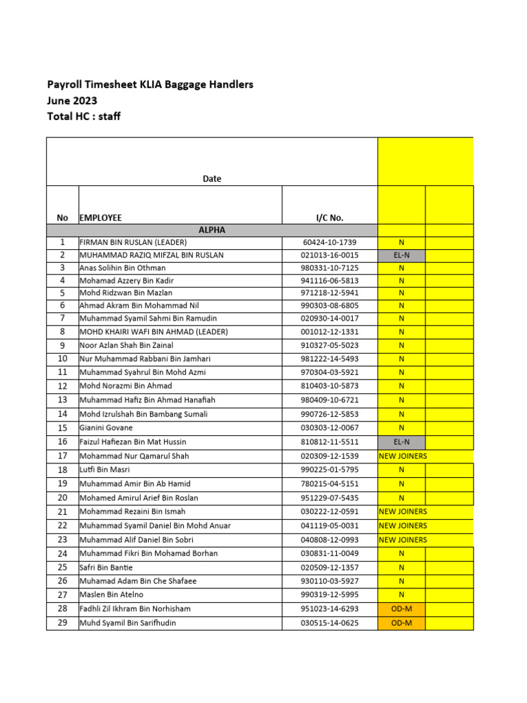 Klia June Payroll | PDF