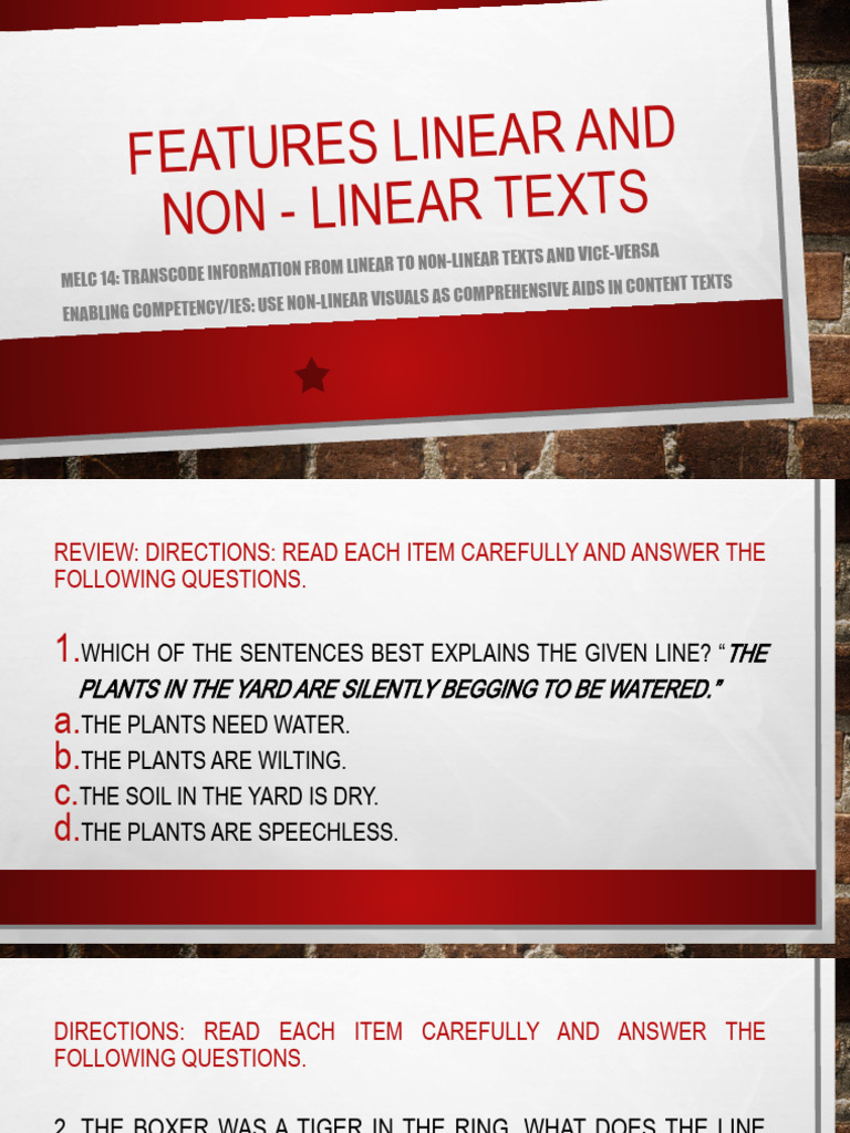 MELC 14-Features Linear and Non - Linear Texts | PDF