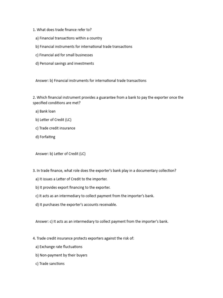 Questions and Answers | PDF | Factoring (Finance) | Letter Of Credit