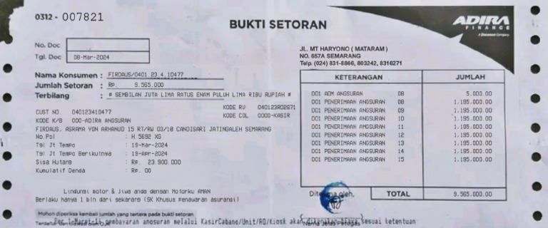 Struk Adira Firdaus | PDF