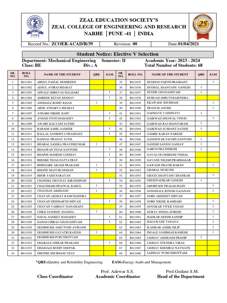 Elective 5 Selection BE | PDF