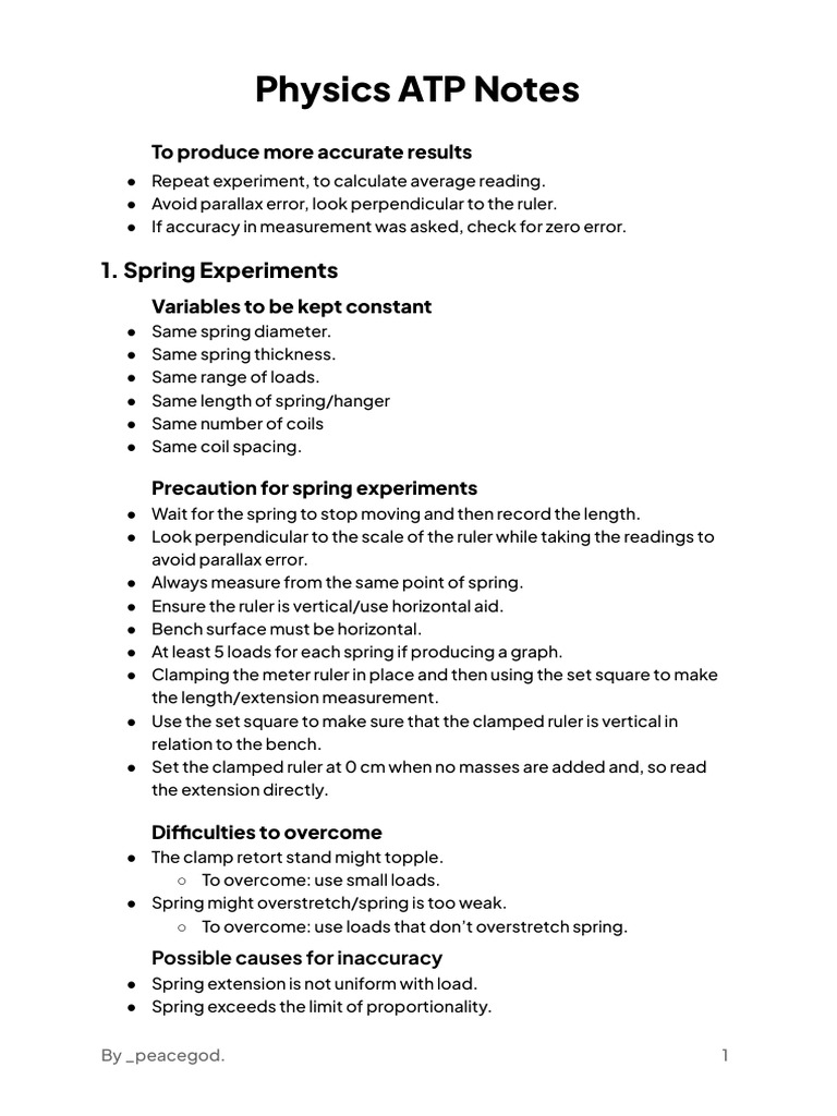 Physics ATP Notes | PDF