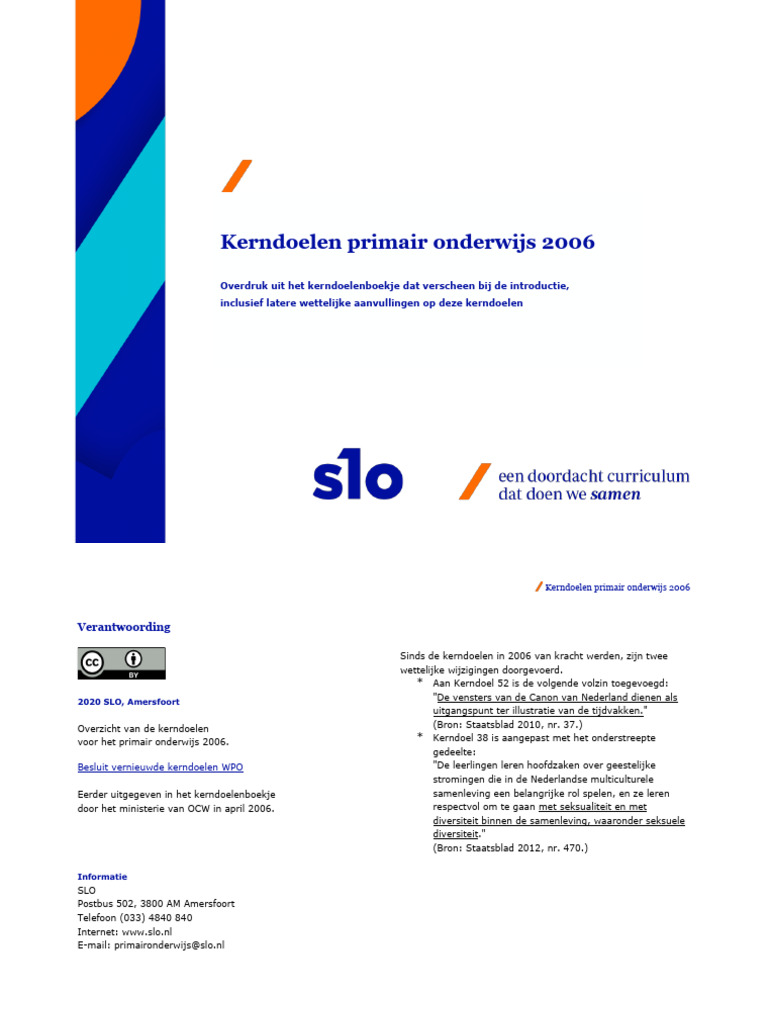 Kerndoelen Primaironderwijs2006 Overzicht - 1 | PDF