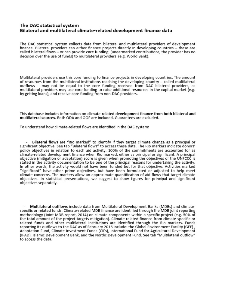 Climate Related Development Finance | PDF | Development Assistance ...