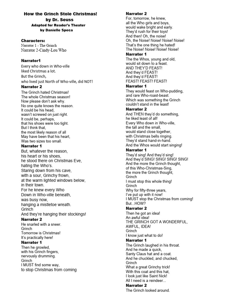 How The Grinch Stole Christmas | PDF | Christmas | Dr. Seuss
