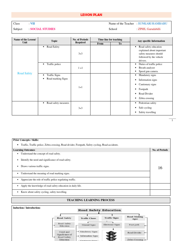 Grade 7 Road Safety Lesson Plan | PDF | Traffic | Traffic Collision