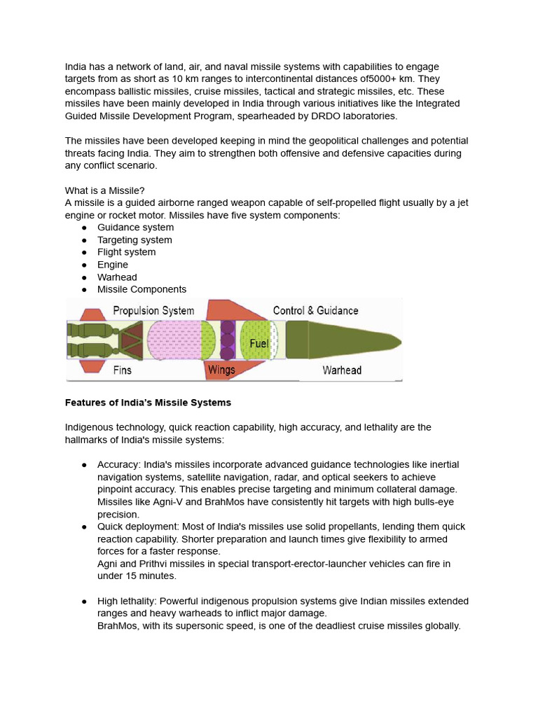 India's Missile Systems Overview | PDF | History