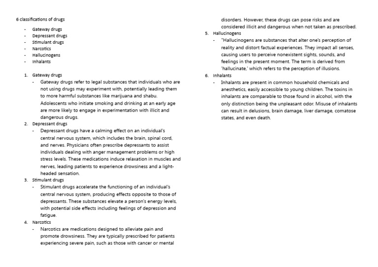 6 Classifications Of Drugs Pdf Drugs Hallucinogen