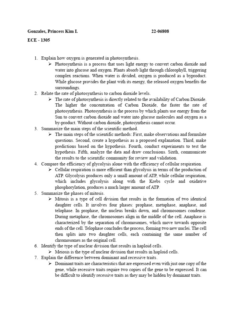 Gonzales Activity 2 | PDF | Meiosis | Dna