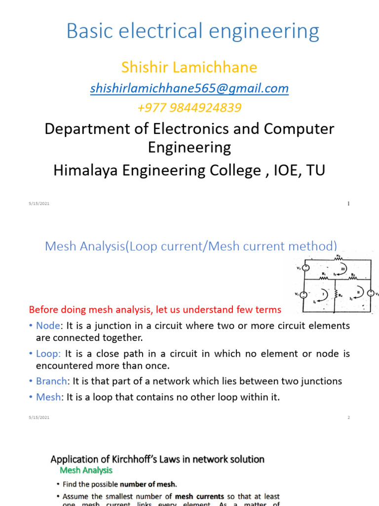 Mesh LAW | PDF | Electrical Network | Voltage