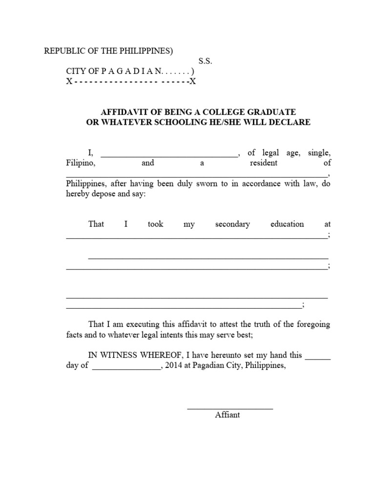 Affidavit of Being A College Graduate | PDF
