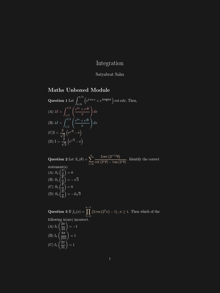 Advanced Integration Techniques in Mathematics | PDF