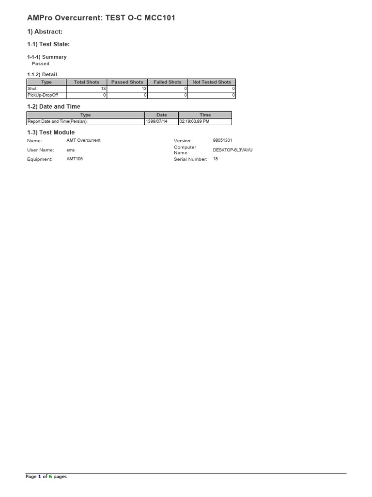 Ampro Overcurrent: Test O-C Mcc101: 1) Abstract | Download Free PDF ...