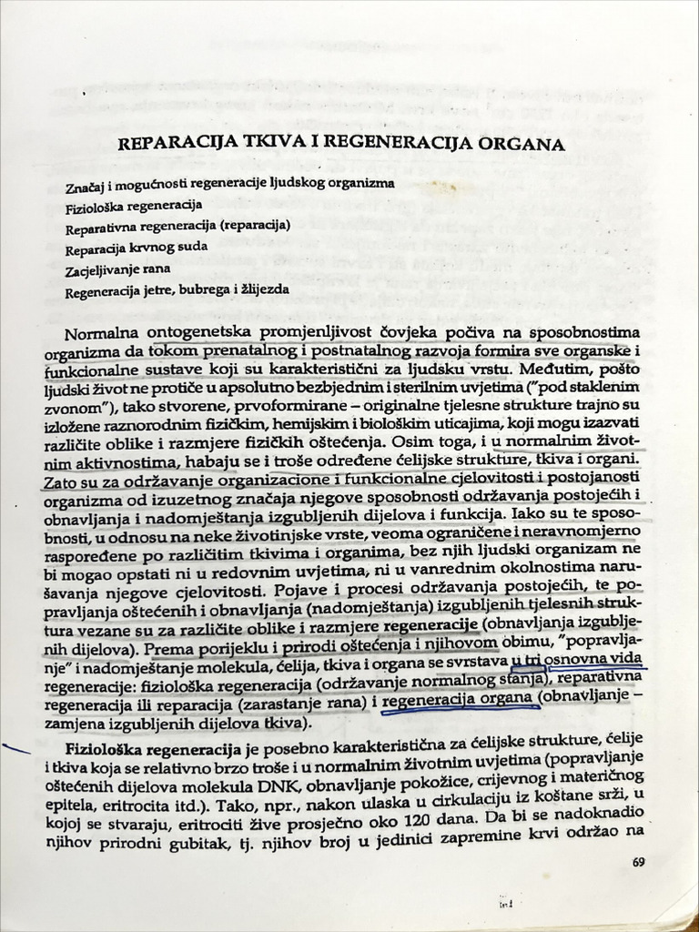 Reparacija Tkiva I Regeneracija Organa | PDF