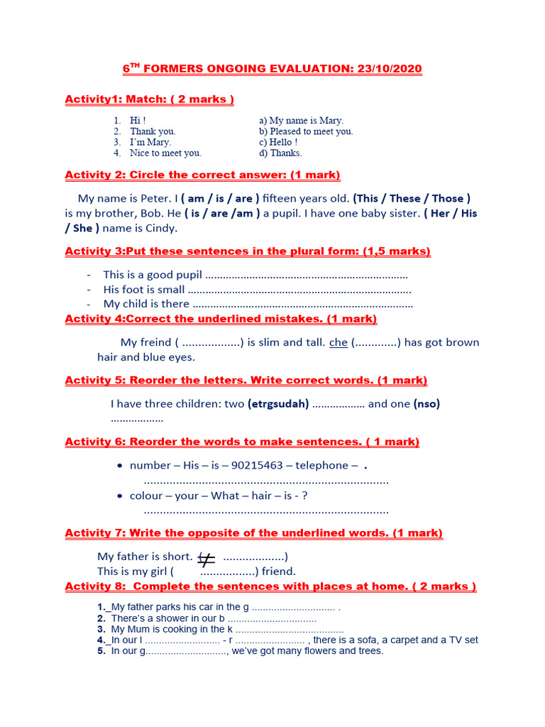 Excercises For Beginners - Elementary Students Worksheet | PDF ...