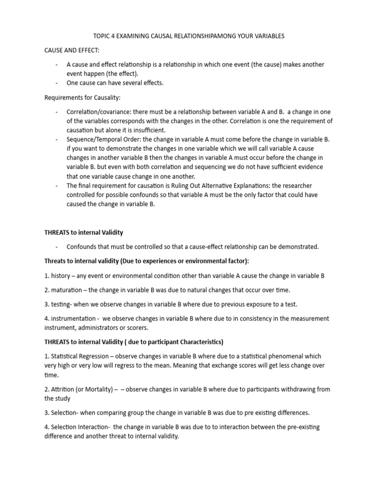 TOPIC 6 Examining Causation Relationship Among Your Variables | PDF ...