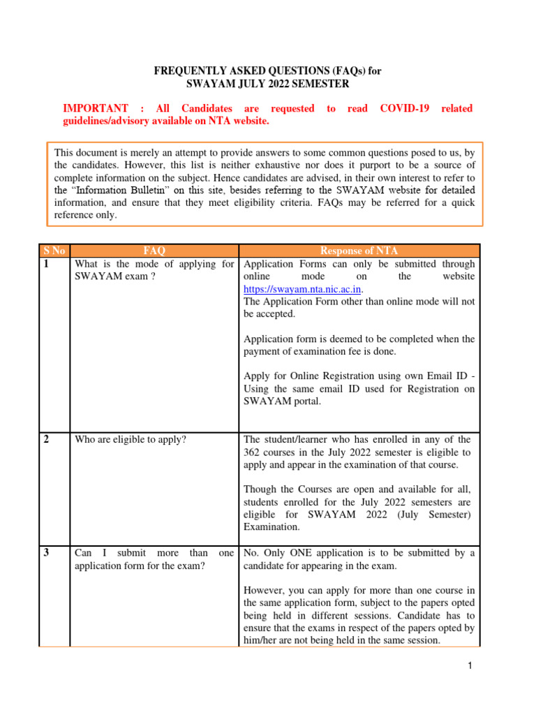 FREQUENTLY ASKED QUESTIONS-July 2022 | PDF