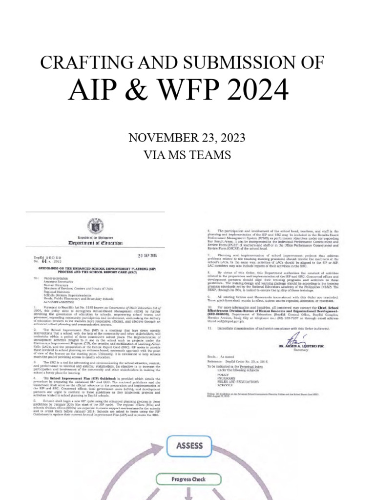 Crafting and Submission of Aip WFP 2024 Meeting | PDF