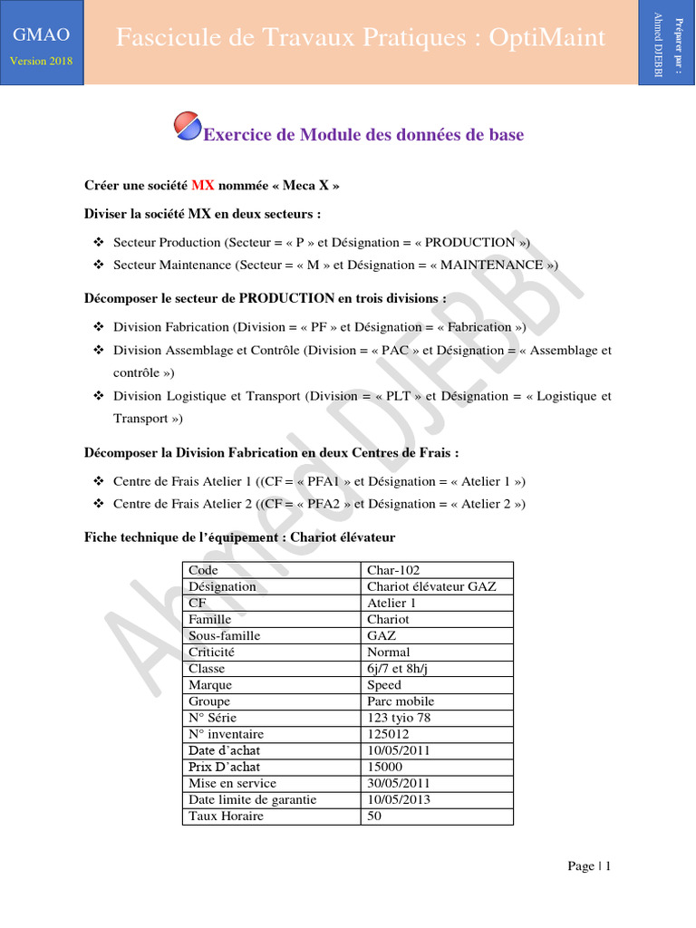 Gestion des Équipements OptiMaint | PDF | Équipement | Ingénierie mécanique
