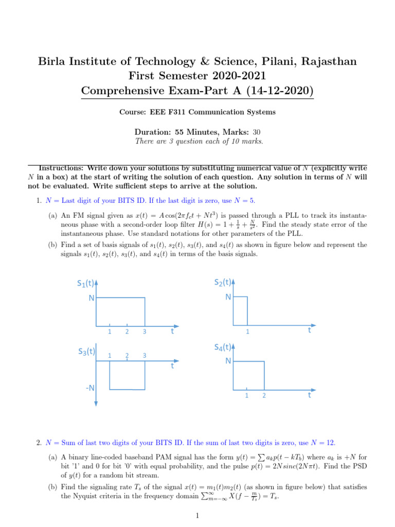 2021 Comprehensive Exam PartA F311 | PDF