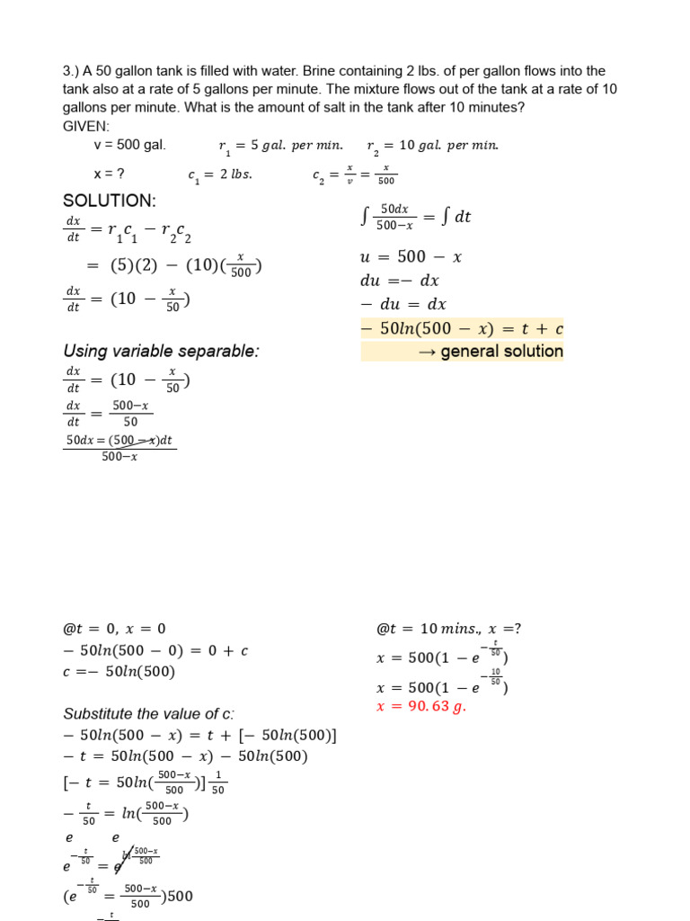 Mixture Problem No. 3 | PDF | Chemistry