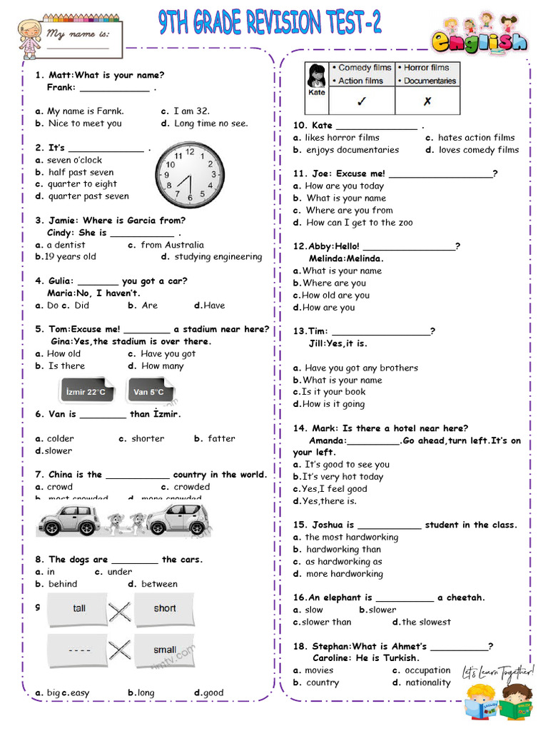 Multiple Choice Test - Beginner | PDF