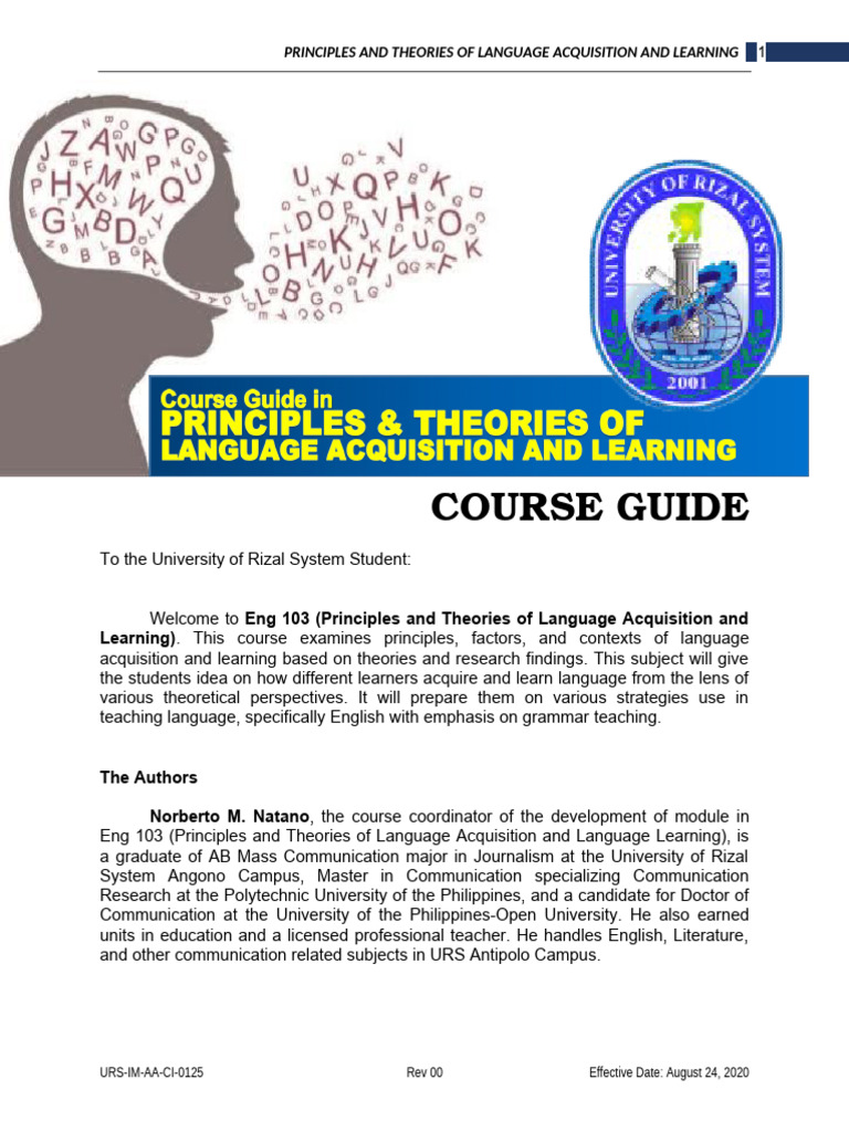 Eng 103 Principles and Theories of Language Acq L 1 Converted | PDF ...